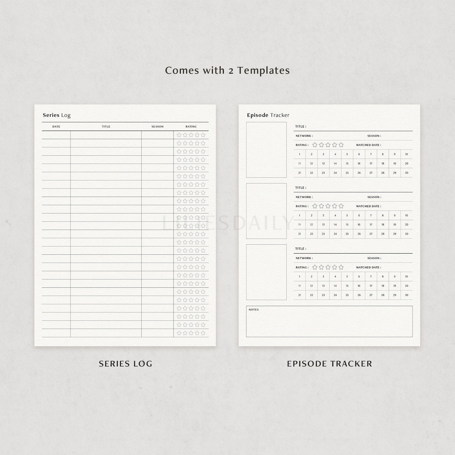 TV Series Log and Episode Tracker Digital Planner Template for - Etsy
