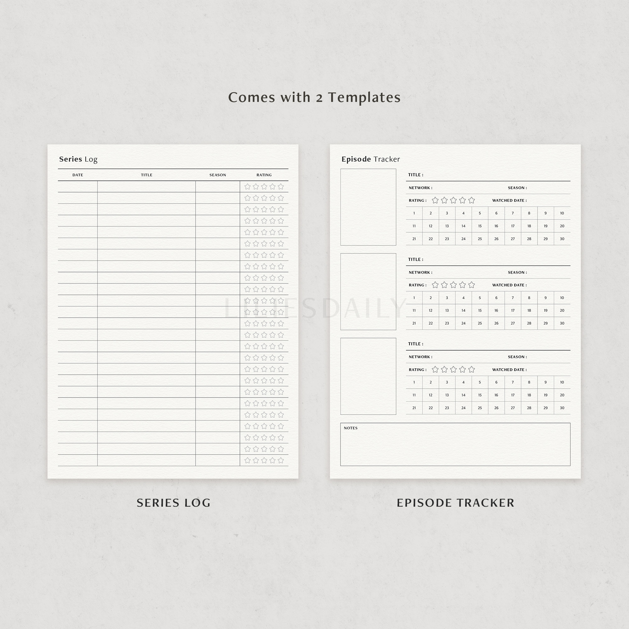 TV Series Log and Episode Tracker Digital Planner Template for - Etsy