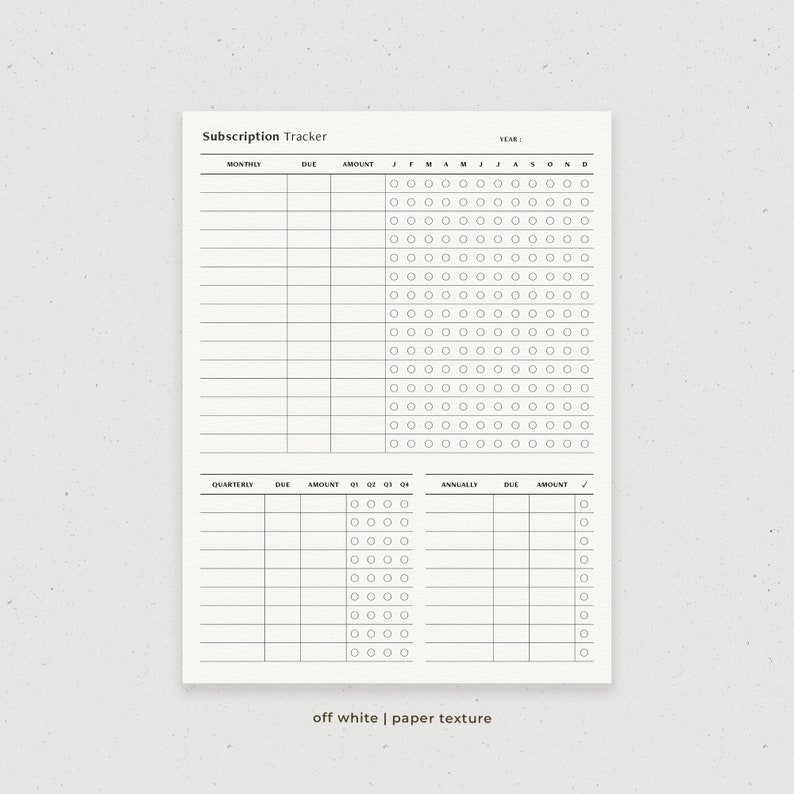 Subscription Tracker Membership Bill Log Digital Planner | Etsy