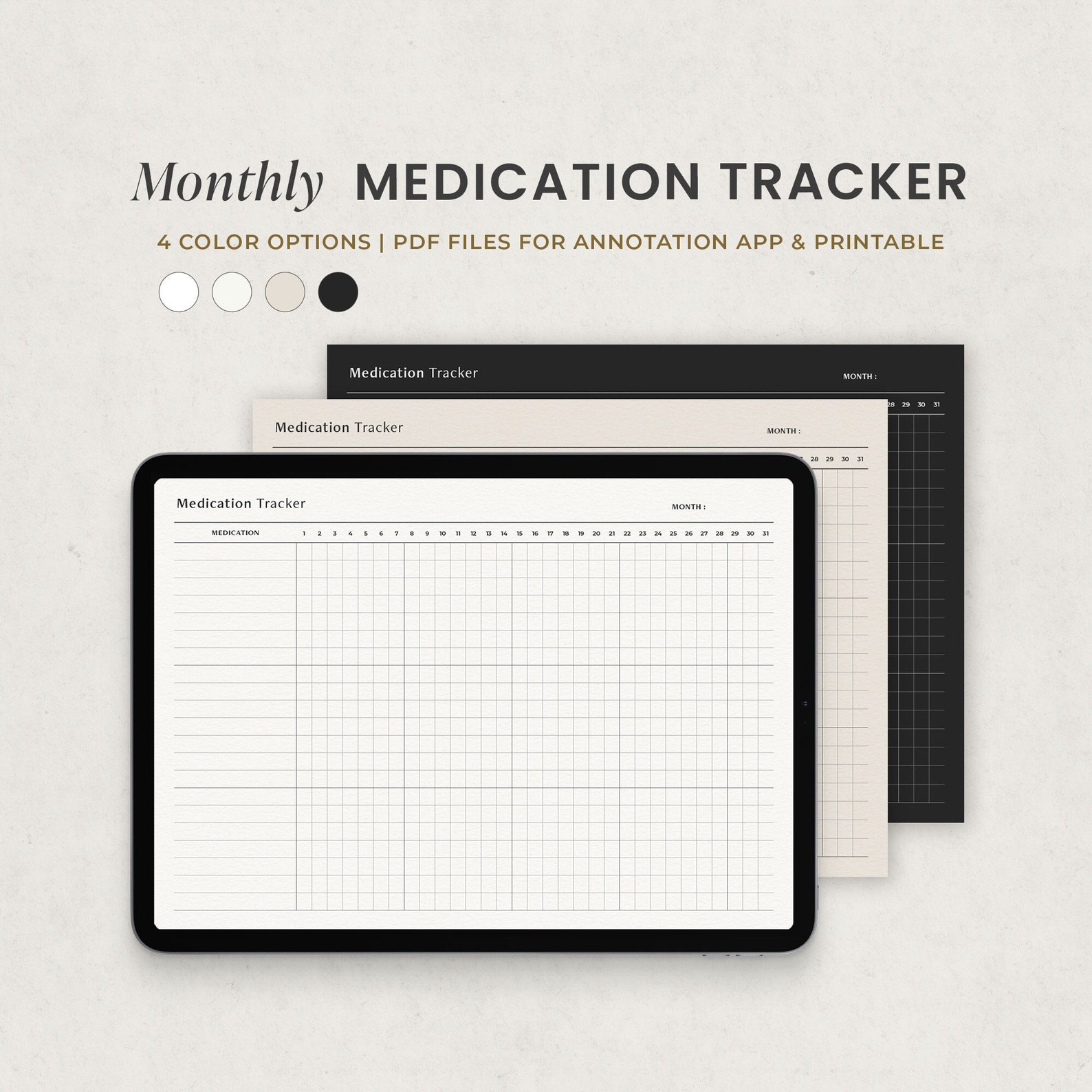 Monthly Medication Tracker Digital Template, Goodnotes Supplement ...