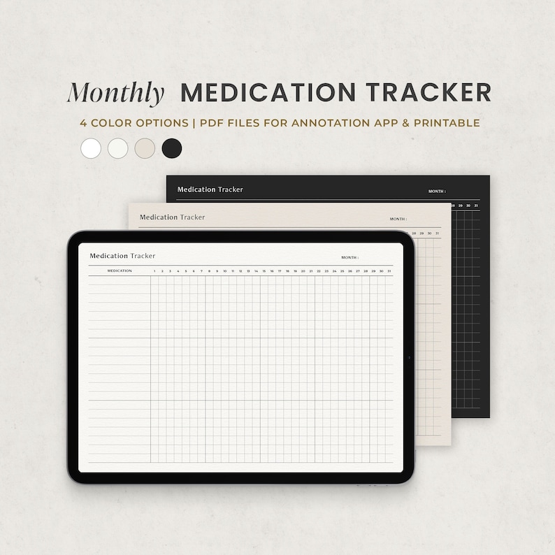 Monthly Medication Tracker Digital Template, Goodnotes Supplement ...