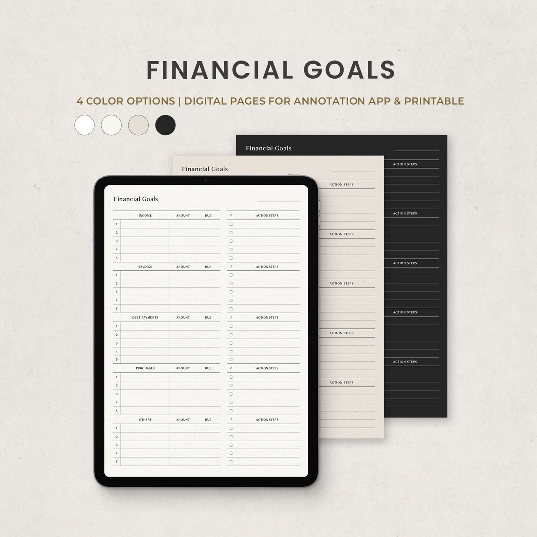 Financial Goals Planner, Digital Finance Budget Planner for Goodnotes ...