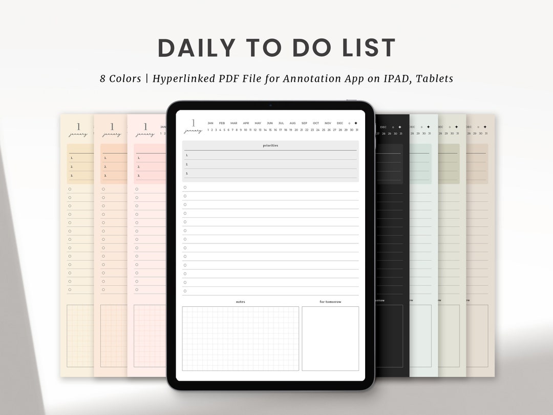 Digital to Do List Planner, Goodnotes Daily Task List, Digital Notepad ...