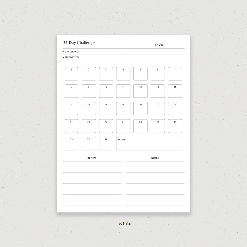 31 Day Challenge Monthly Habit Tracker Daily Goal Tracker - Etsy