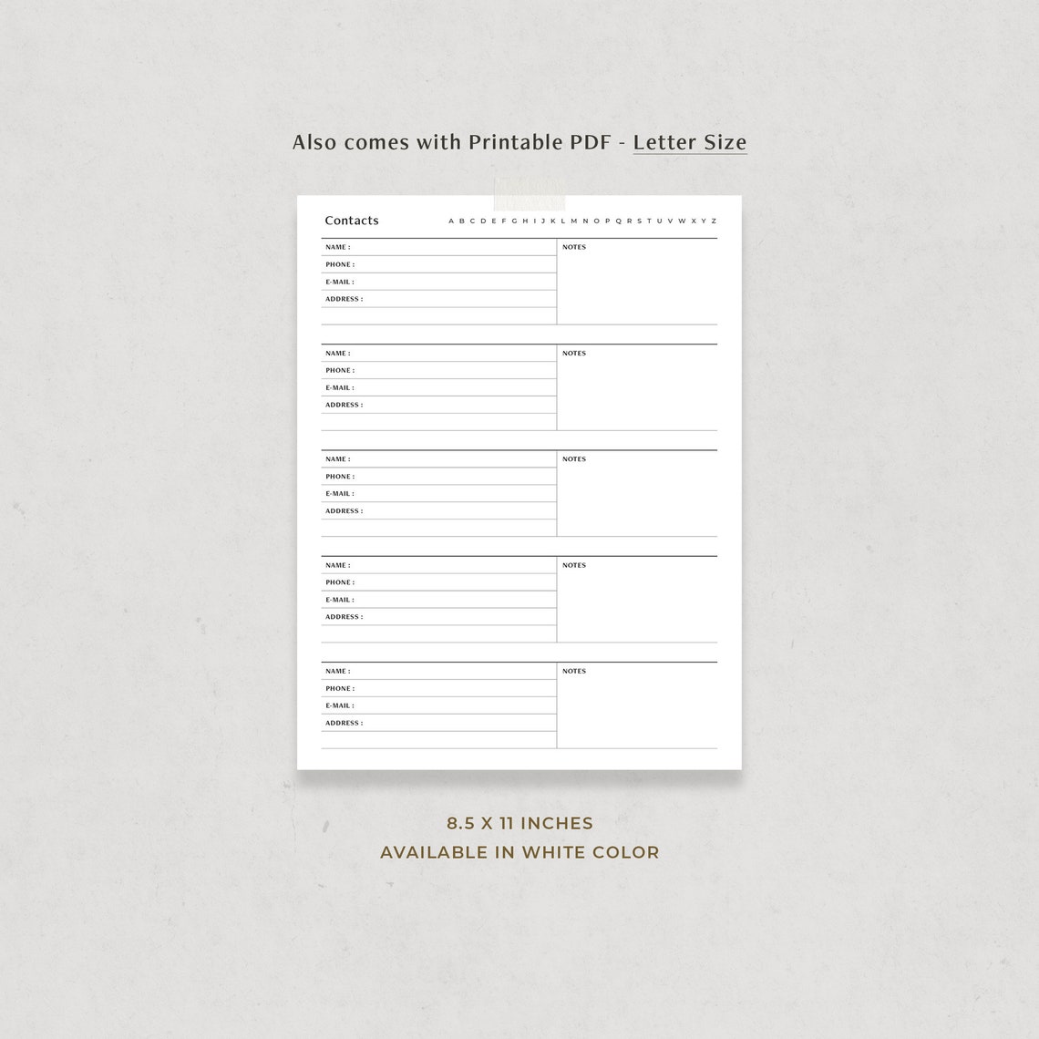 Contact List Digital Template Address Tracker Address Book - Etsy