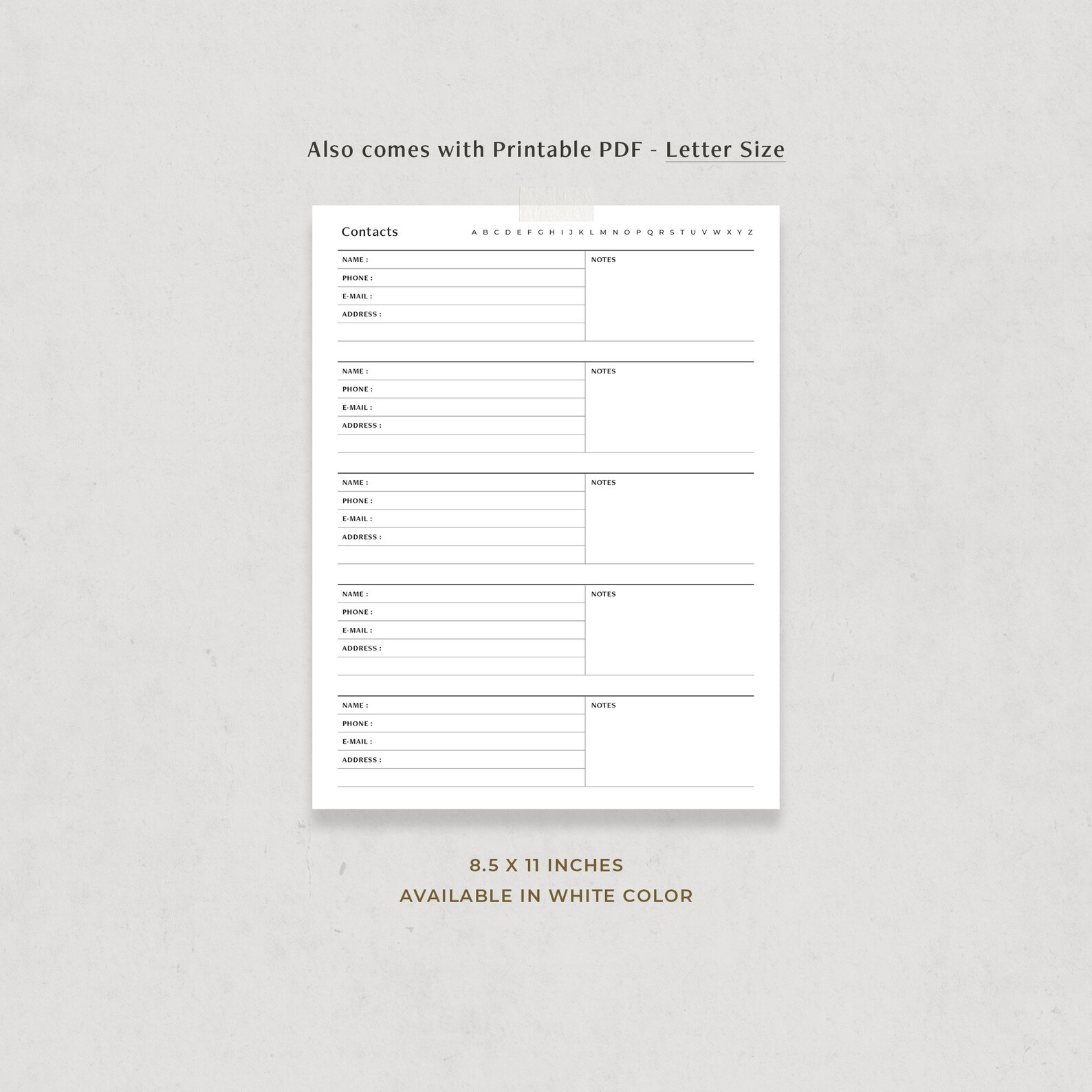 Contact List Digital Template Address Tracker Address Book - Etsy
