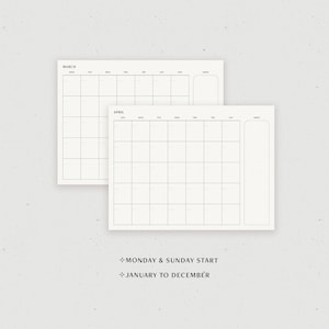 Monthly Planner With Notes, Undated Monthly Calendar Template for ...