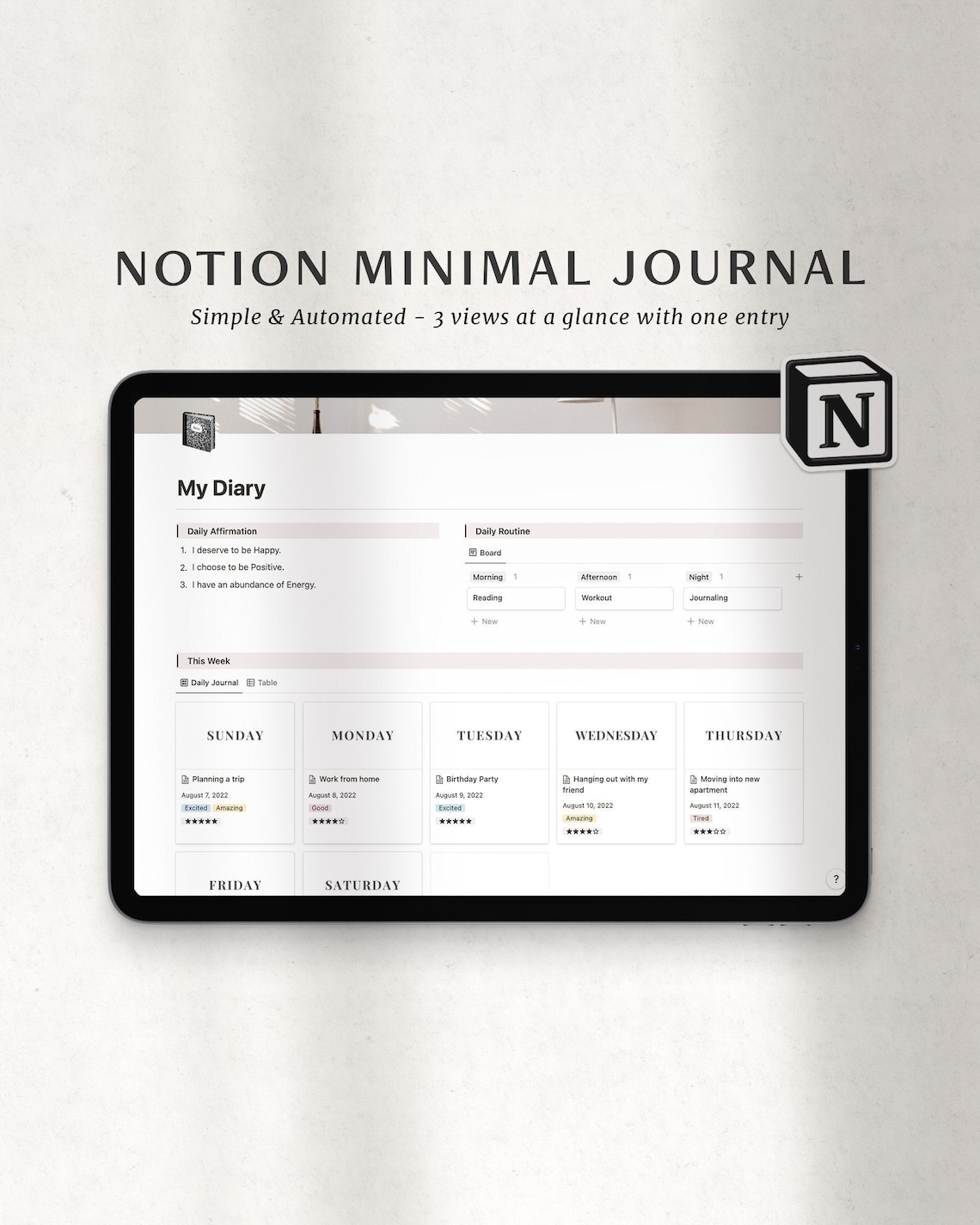 Notion Journal Template Daily Diary Notion Planner With - Etsy