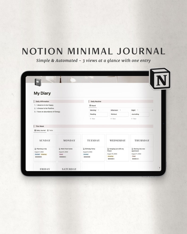 Notion Journal Template Daily Diary Notion Planner With - Etsy