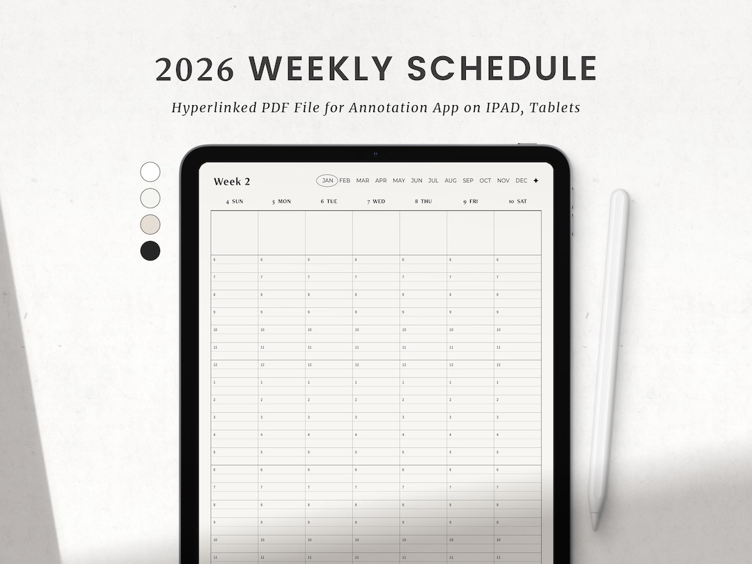 Weekly Schedule Digital Planner 2026, Weekly Timetable Template for ...