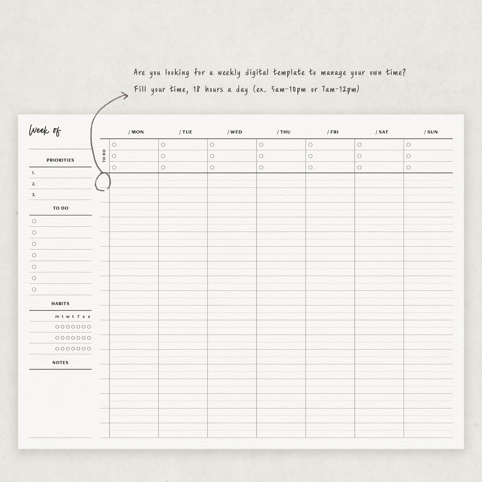 Weekly Hourly Digital Planner for iPad Goodnotes Notability, Weekly ...