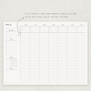 Weekly Hourly Digital Planner for iPad Goodnotes Notability, Weekly ...
