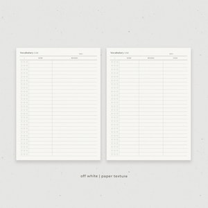 Vocabulary Note, Word Notes, Language Learning Study Note Digital ...
