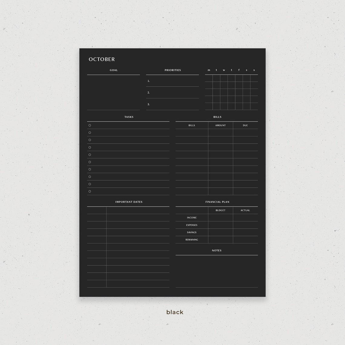Monthly Overview Digital Template Monthly Planner Month at a | Etsy