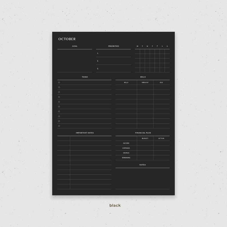 Monthly Overview Digital Template Monthly Planner Month at a - Etsy