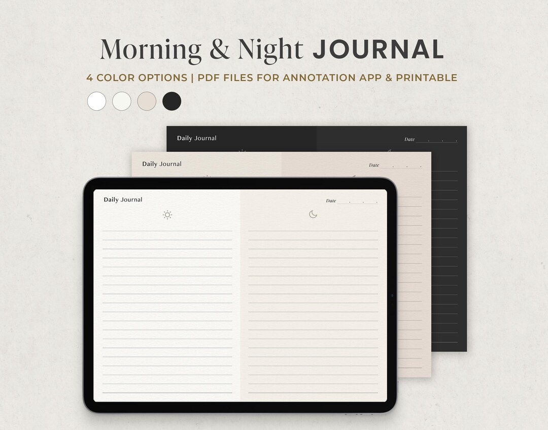 Daily Journal, Morning & Night Journal Digital Landscape Template for ...