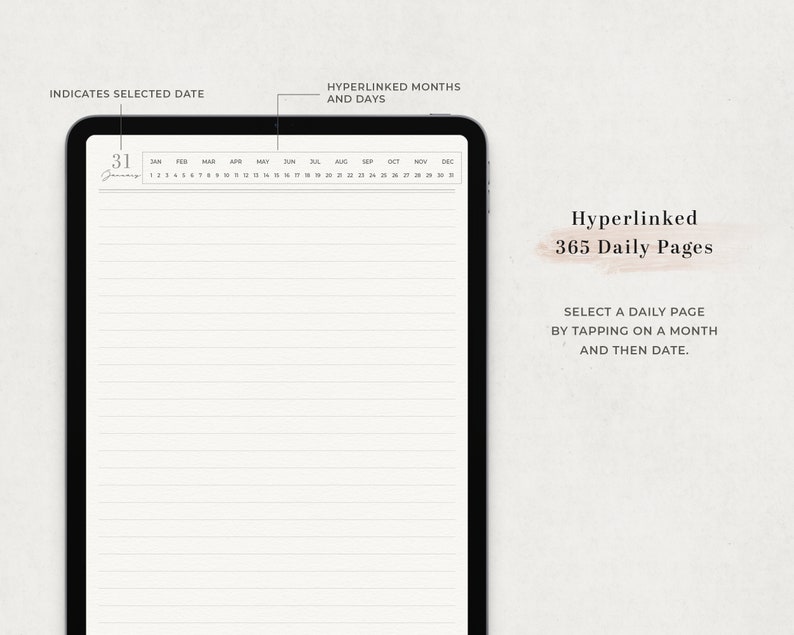 Digital Journal for iPad Goodnotes, 365 Daily Pages, Minimalist Boho ...