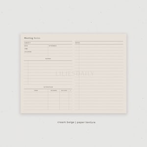Digital Meeting Notes, Meeting Minutes Landscape Template Printable ...