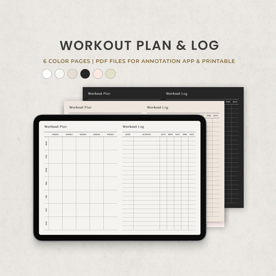 Workout Plan and Log Printable, Digital Fitness Planner, Exercise ...