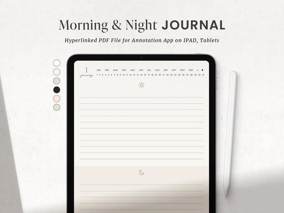 Daily Journal, Morning & Night Digital Reflection Journal, Daily Check ...