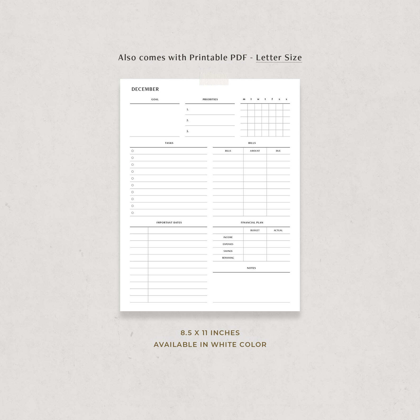 Monthly Overview Digital Template Monthly Planner Month at a | Etsy