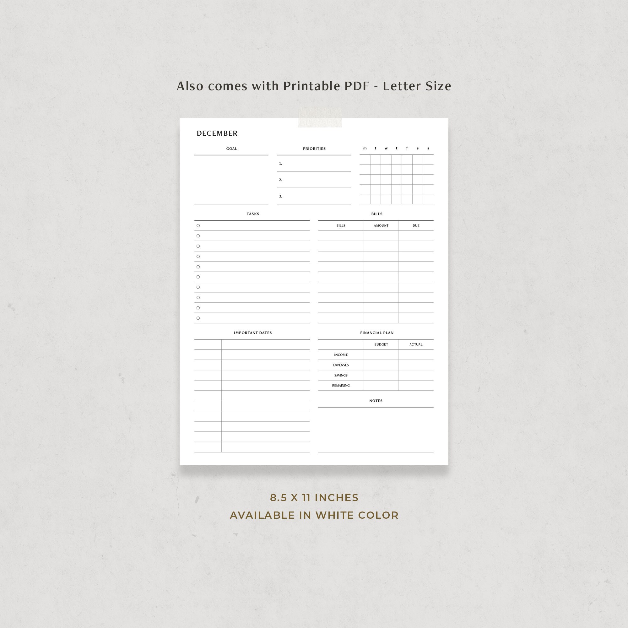 Monthly Overview Digital Template Monthly Planner Month at a | Etsy