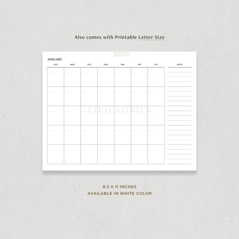 Monthly Planner Printable Digital Monthly Calendar for - Etsy
