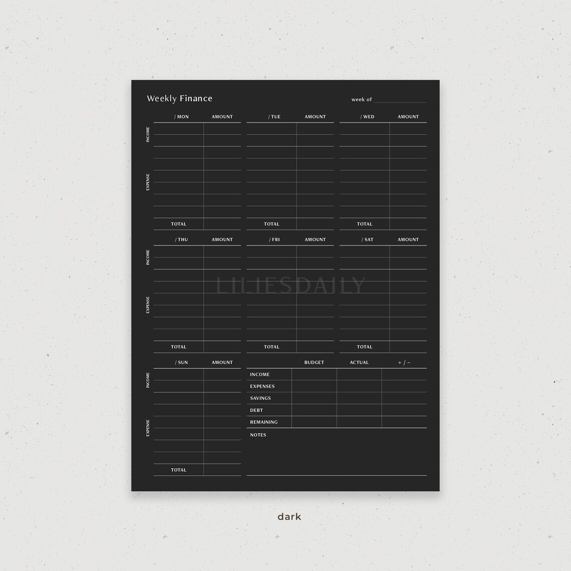 Weekly Finance Tracker, Weekly Budget, Expense Log Digital Planner ...