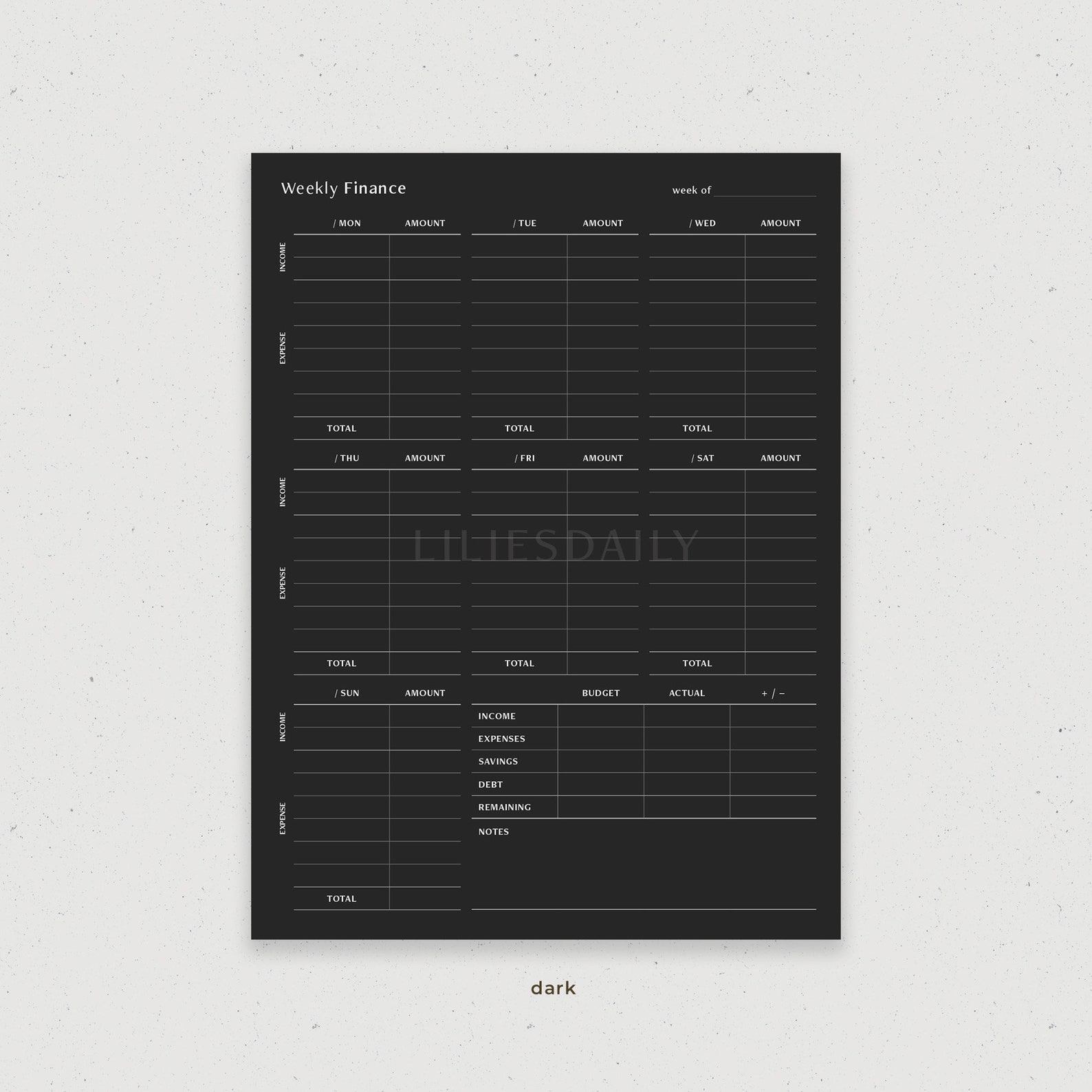 Weekly Finance Tracker, Weekly Budget, Expense Log Digital Planner ...