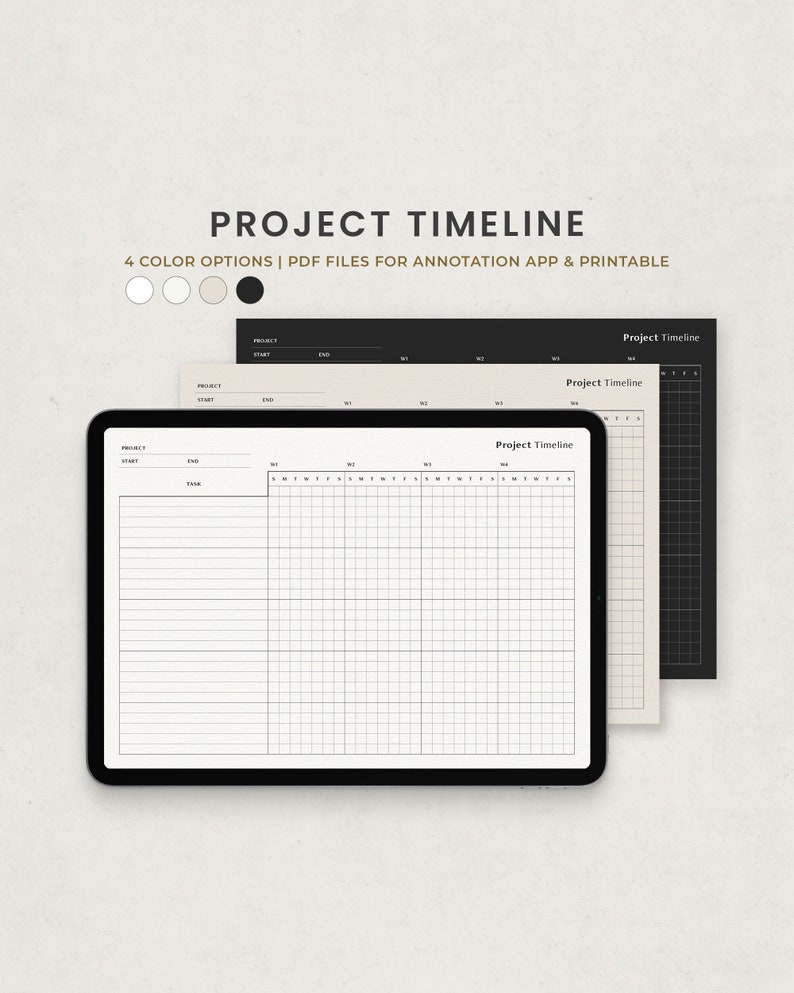 Timeline Chart, Project Tracker Digital Planner Template for Goodnotes ...