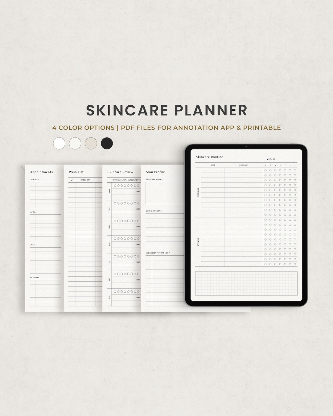 Skincare Planner, Skincare Routine, Beauty Planner Digital Template for ...