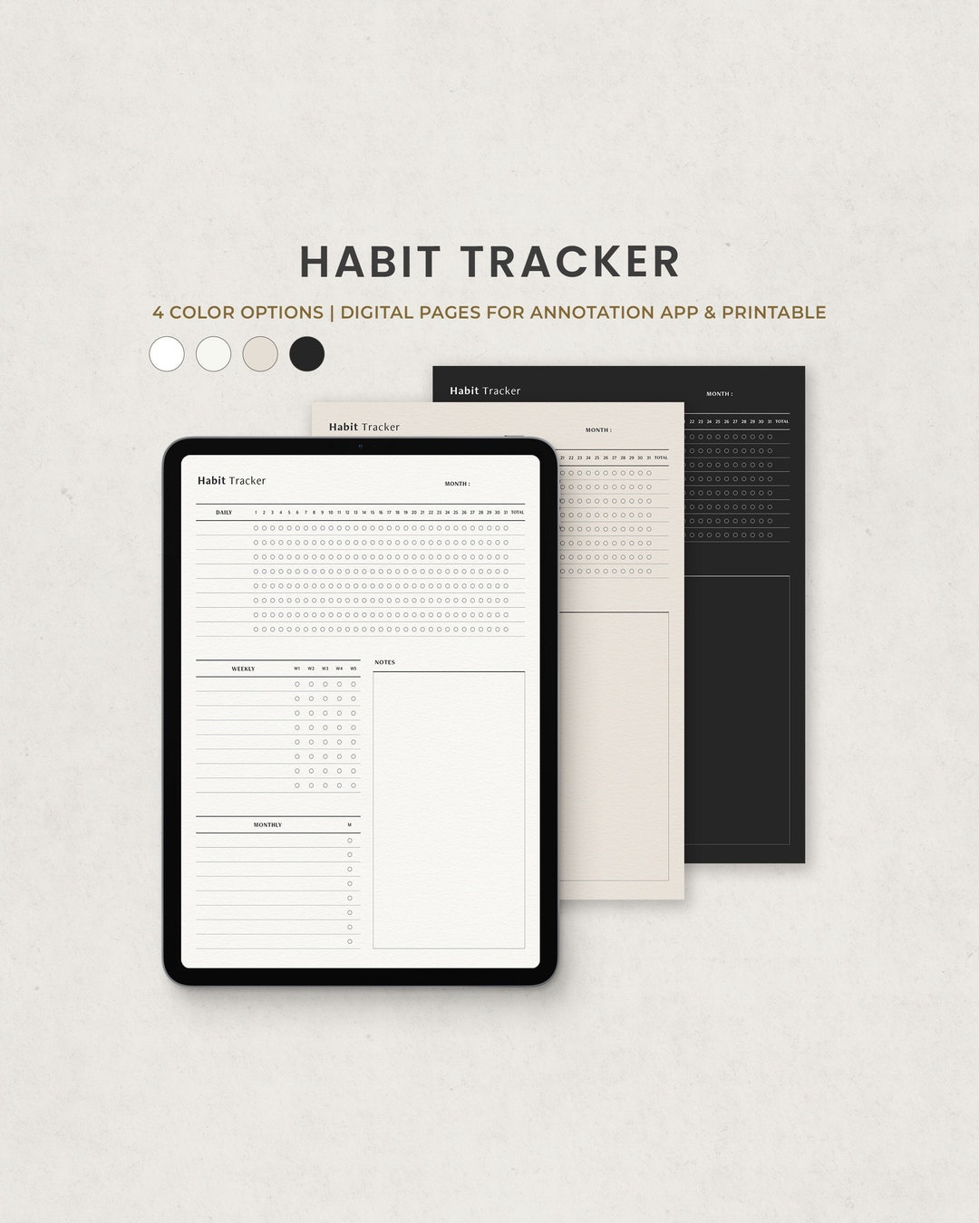 Habit Tracker Digital Planner, Goodnotes to Do List, Monthly Weekly ...