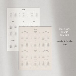 2025 Calendar, 25 Yearly Planner, Year Overview Digital Planner ...