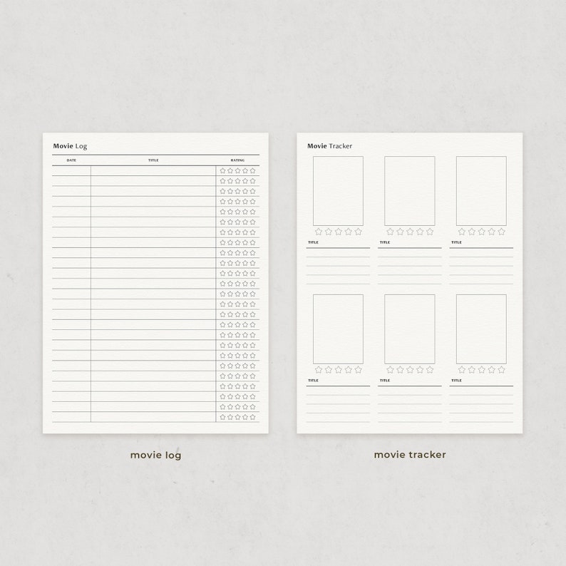 Movie Log and Movie Tracker Digital Planner Template for | Etsy