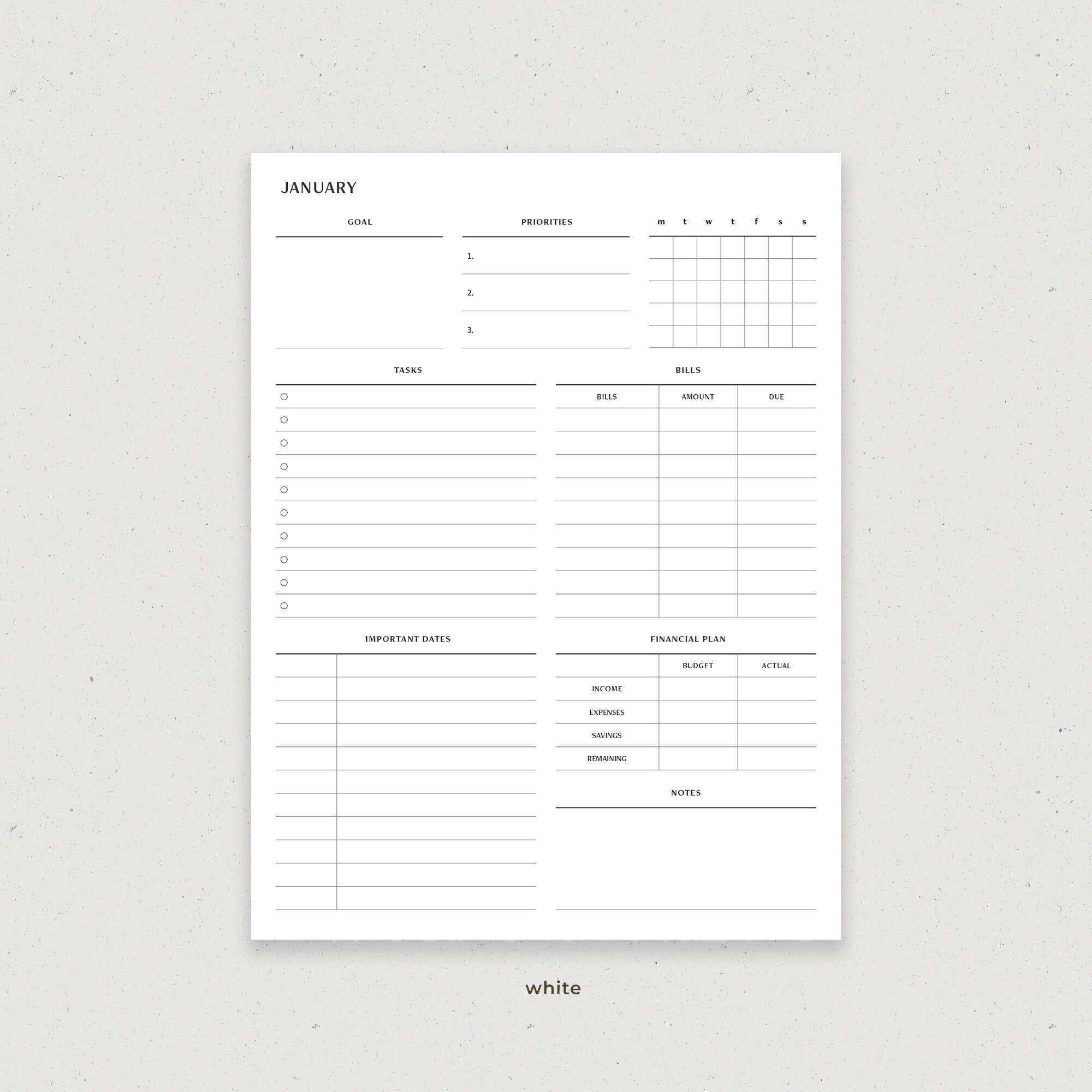 Monthly Overview Digital Template Monthly Planner Month at a | Etsy