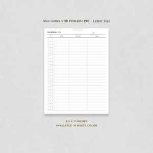 Vocabulary Note, Word Notes, Language Learning Study Note Digital ...