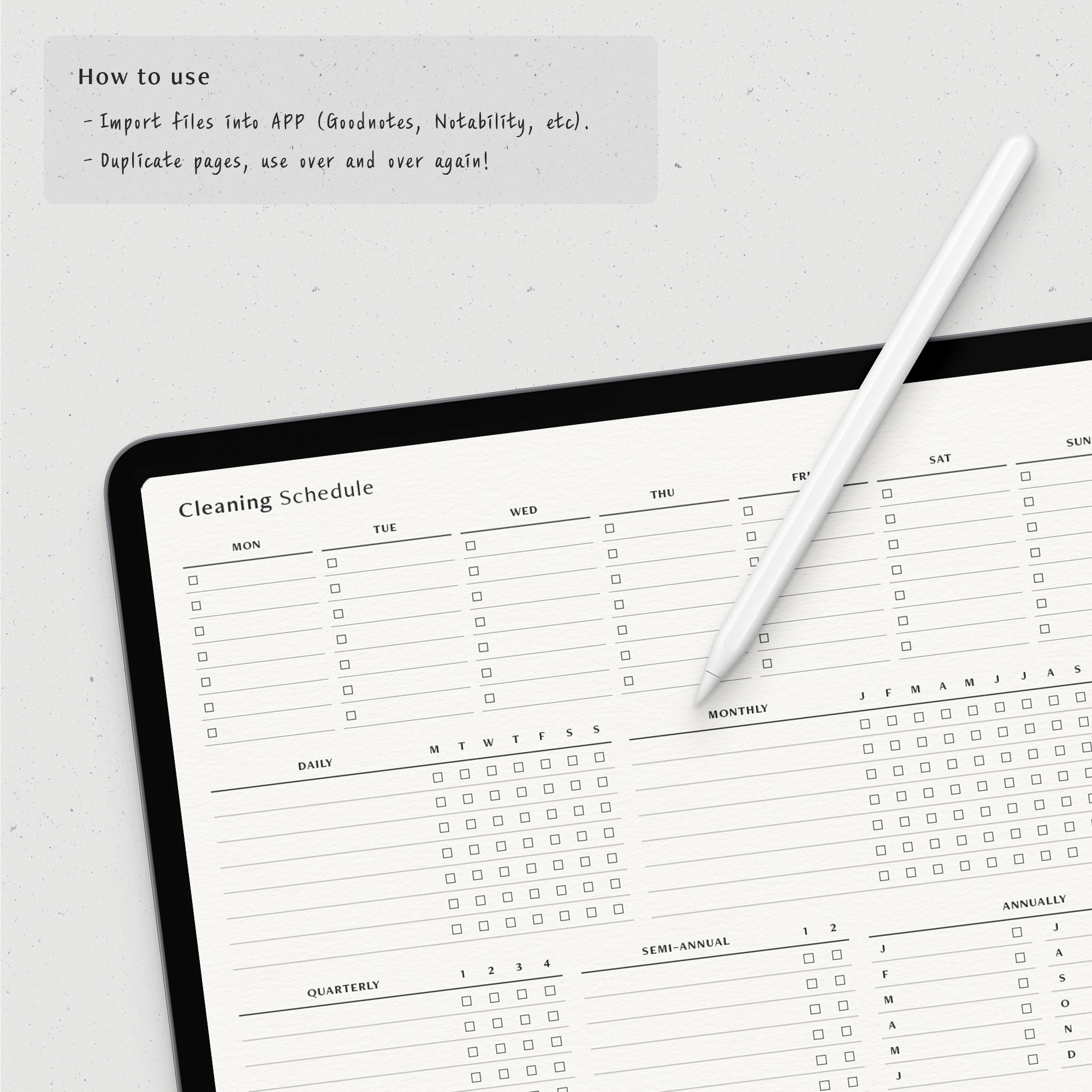 Digital Cleaning Schedule, Home Cleaning Template, Weekly House Chores ...
