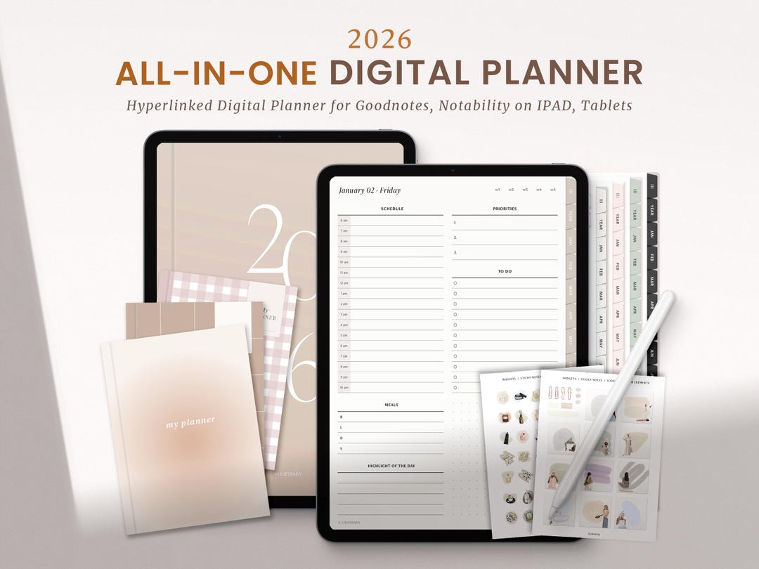 Digital Planner iPad 2026, All in One Goodnotes Template, Notability ...