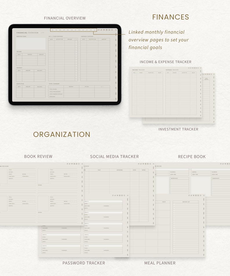 Undated Minimalist Digital Planner Goodnotes Planner Ipad - Etsy