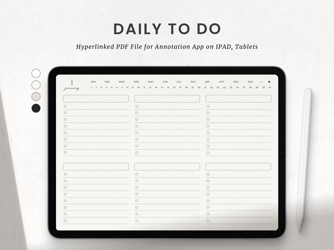 Daily to Do, Checklist, Task List Digital Planner for iPad Goodnotes ...