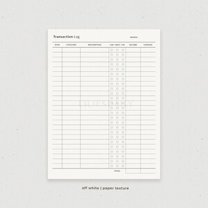 Transaction Log, Income Expense Tracker, Finance Digital Planner ...