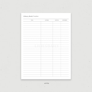 Library Book Tracker Digital Inserts, Book Return Log, Library Log ...