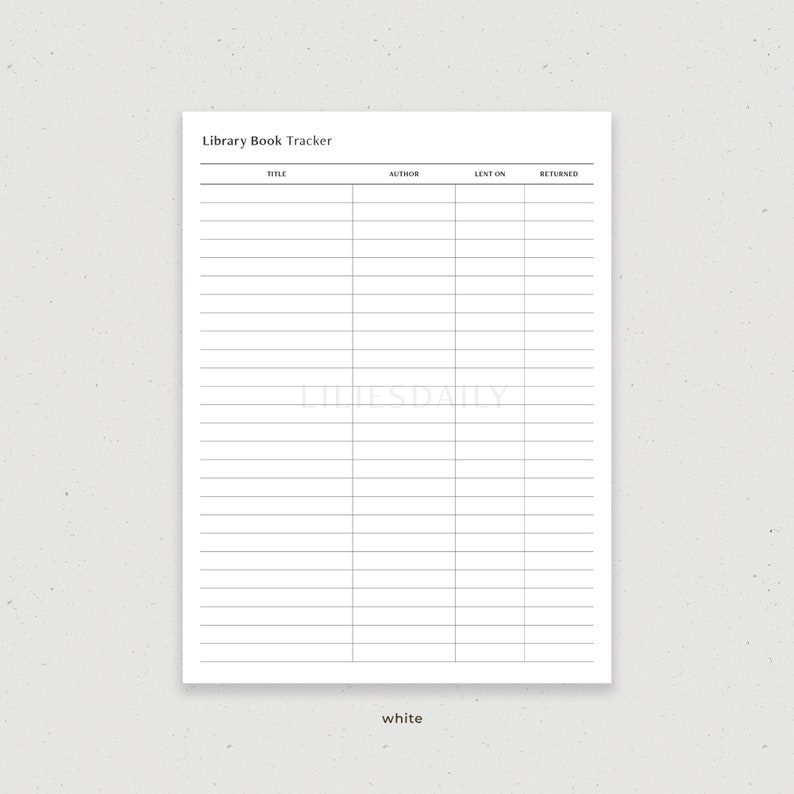 Library Book Tracker Digital Inserts, Book Return Log, Library Log ...