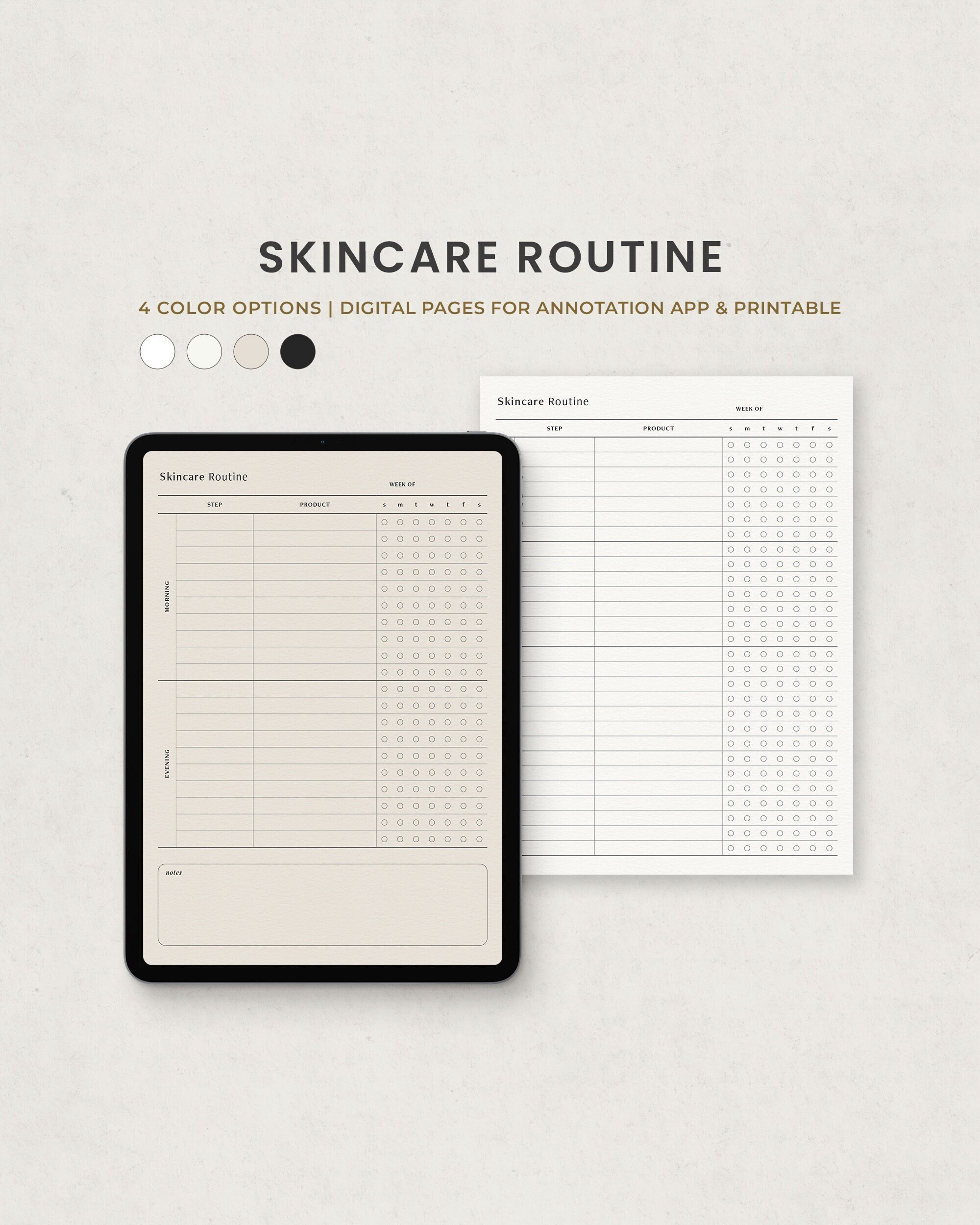 Skincare Routine Template, Skincare Tracker, Beauty Digital Planner ...