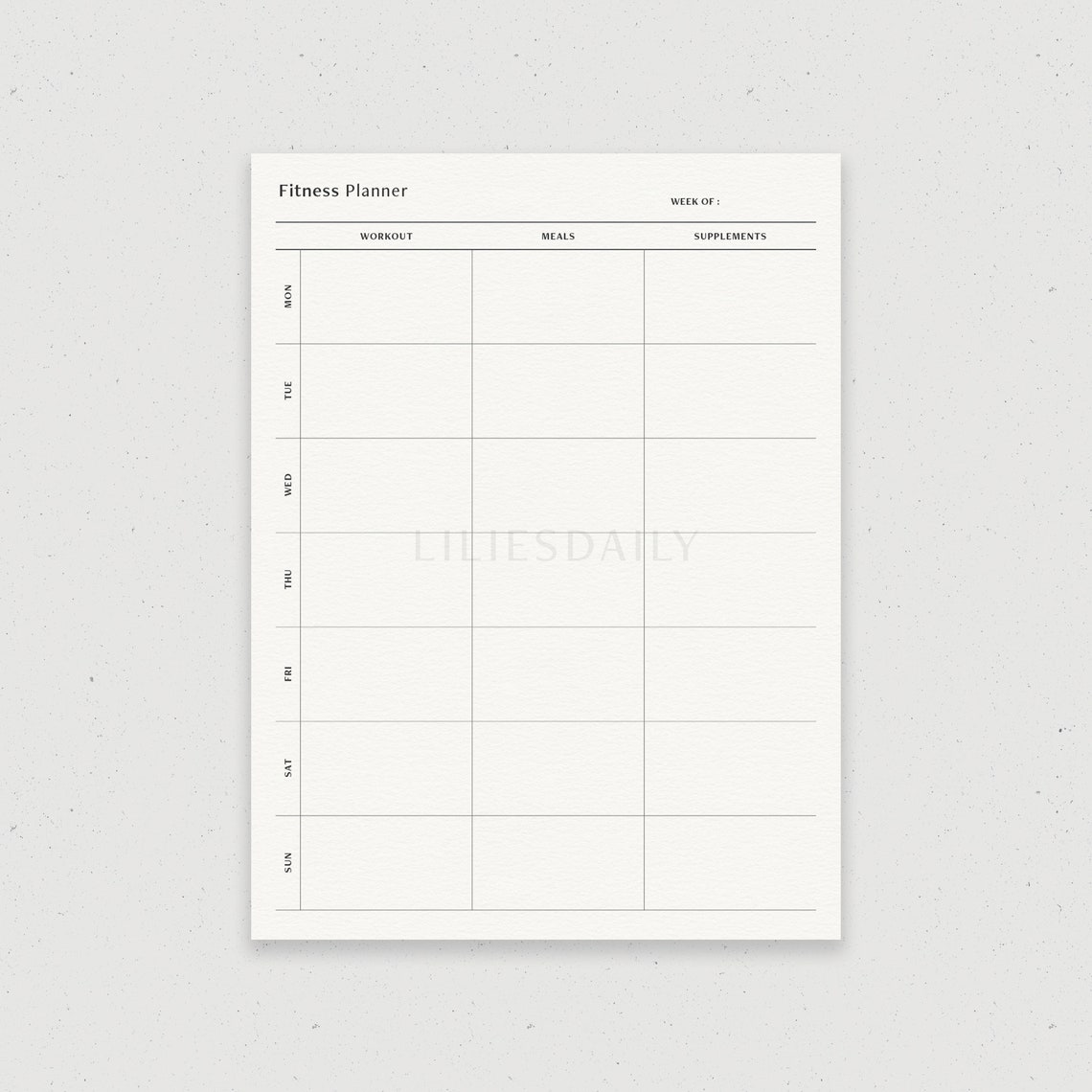 Weekly Fitness Planner, Digital Workout Meal Supplement Tracker, Health ...