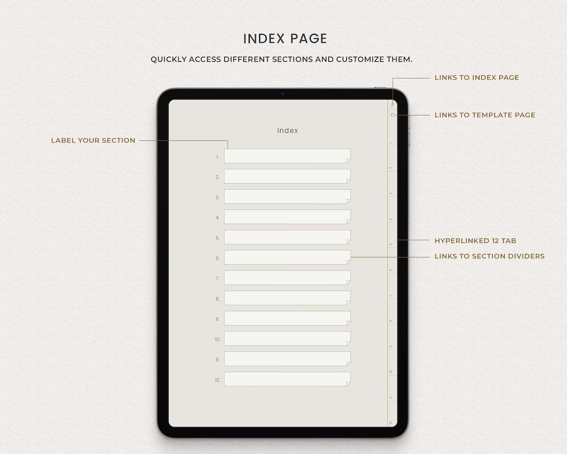 Boho Digital Notebook for Goodnotes With Tabs Kraft Minimal - Etsy