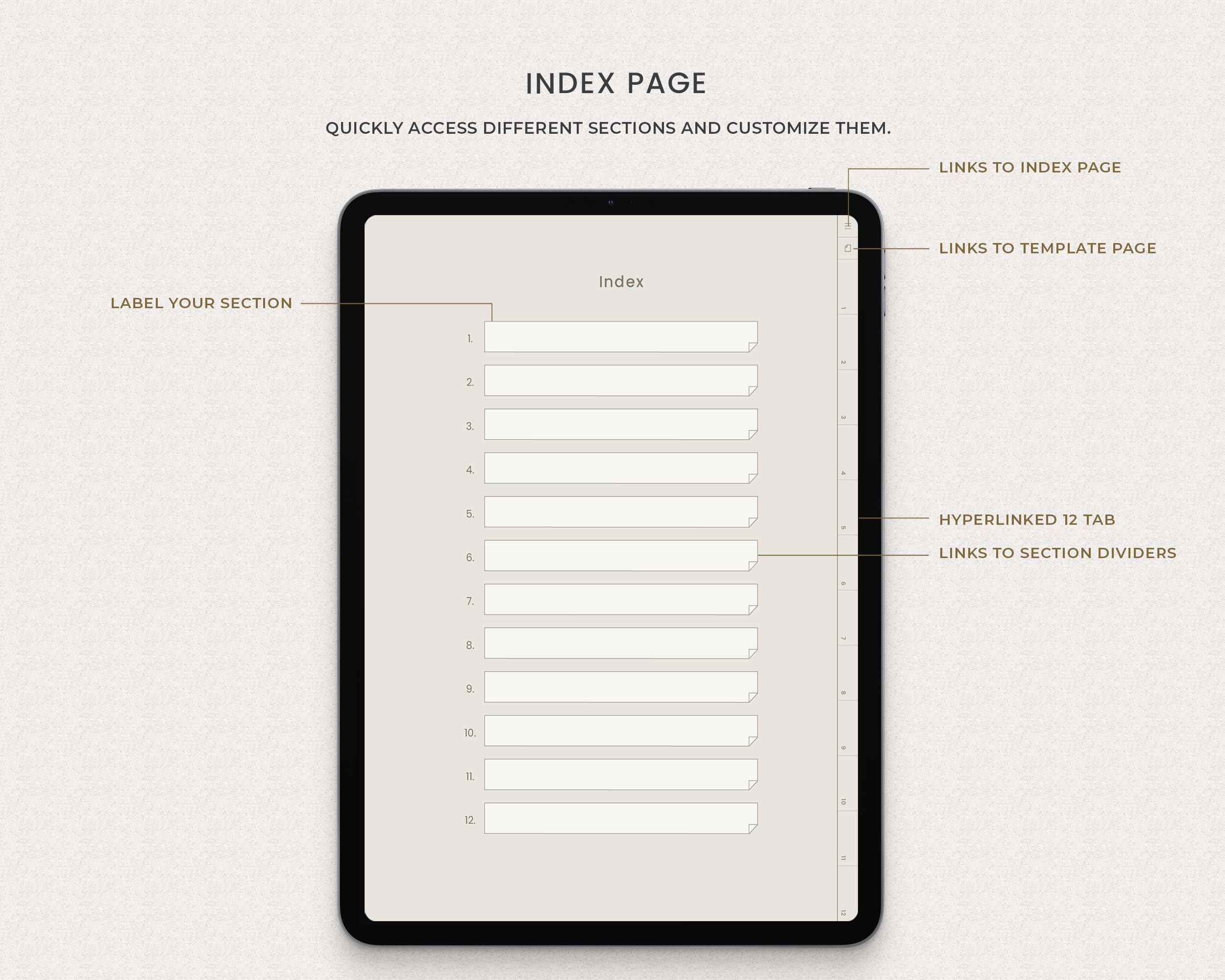 Boho Digital Notebook for Goodnotes With Tabs Kraft Minimal - Etsy