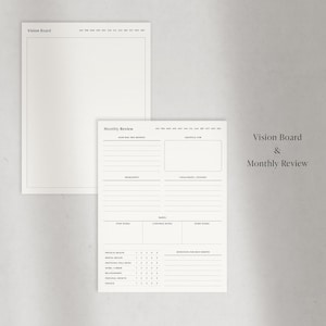 Monthly Review & Vision Board, Reflection Journal Digital Template for ...