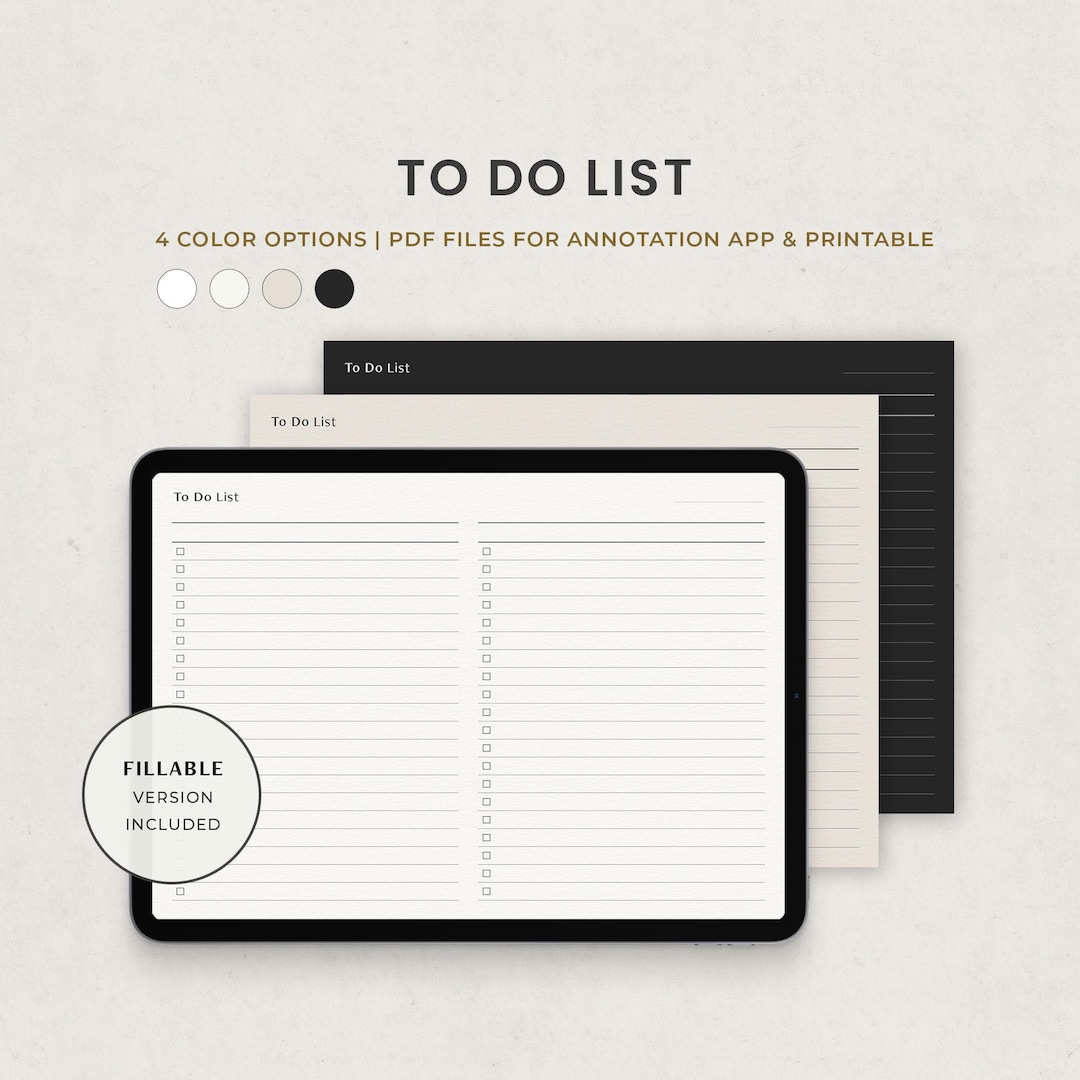 To Do List, Daily Checklist, Task List Digital Template for Goodnotes ...
