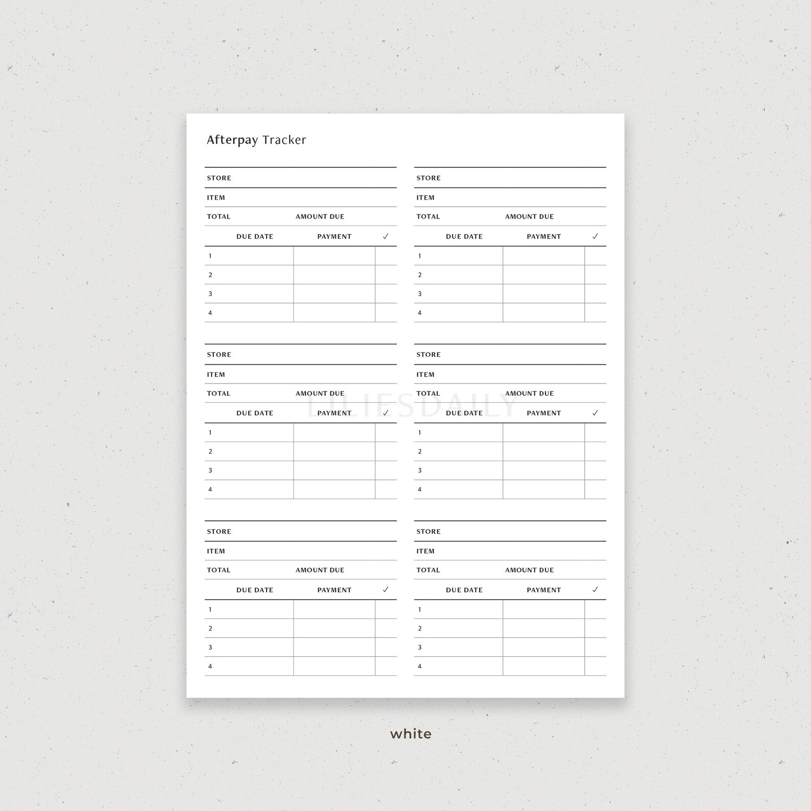 Afterpay Tracker, Digital Pay Later Log Planner, Shopping Payment Due ...